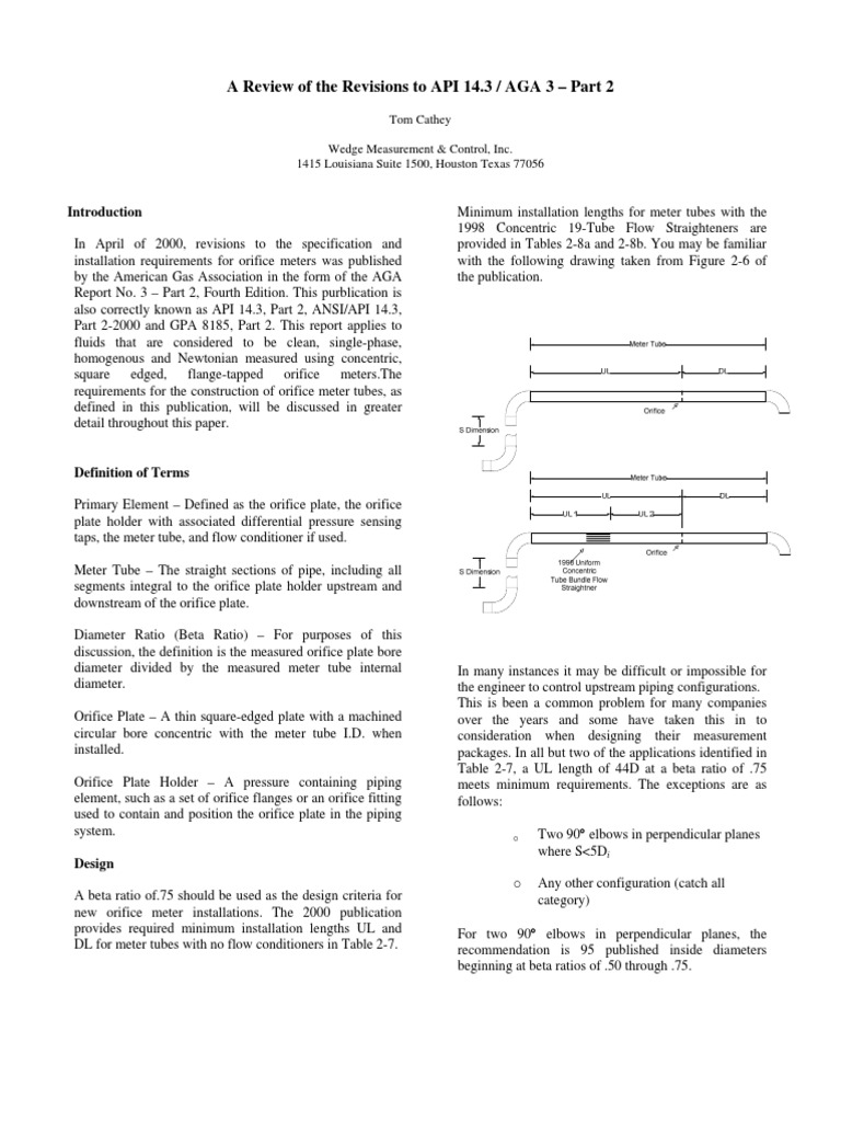 API 14.3 / AGA 3 Part 2 Overview | PDF