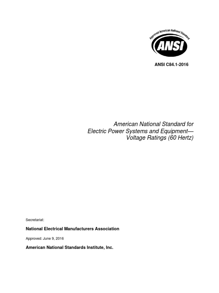 ANSI C84-1-2016 CONTENTS AND SCOPE.pdf | Standardization | Electrical ...