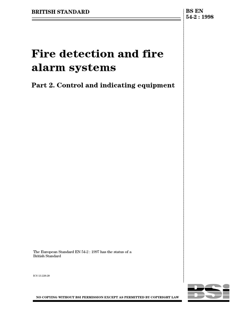BS en 54-2 Fire Detection and Fire Alarm Systems | PDF | Electrical ...
