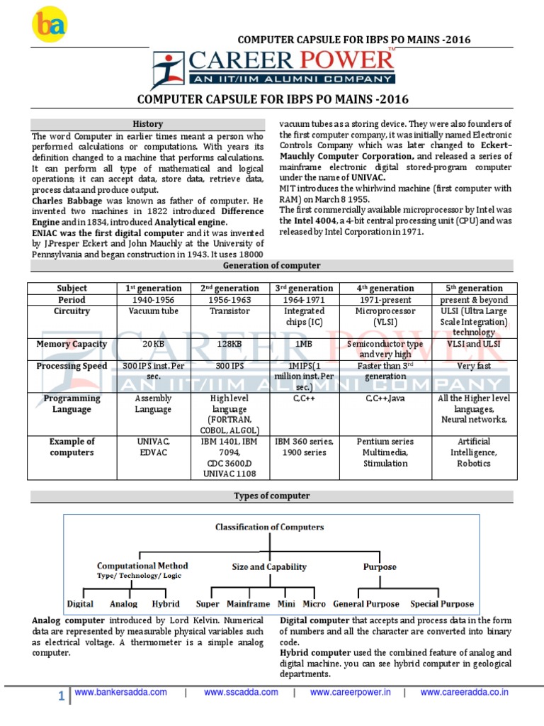 Computer Capsule October 2016 PDF | PDF