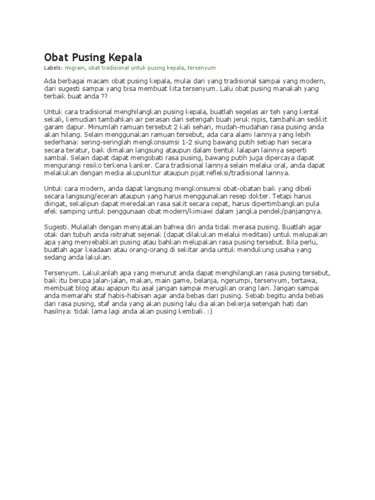 Obat Pusing Kepala | PDF