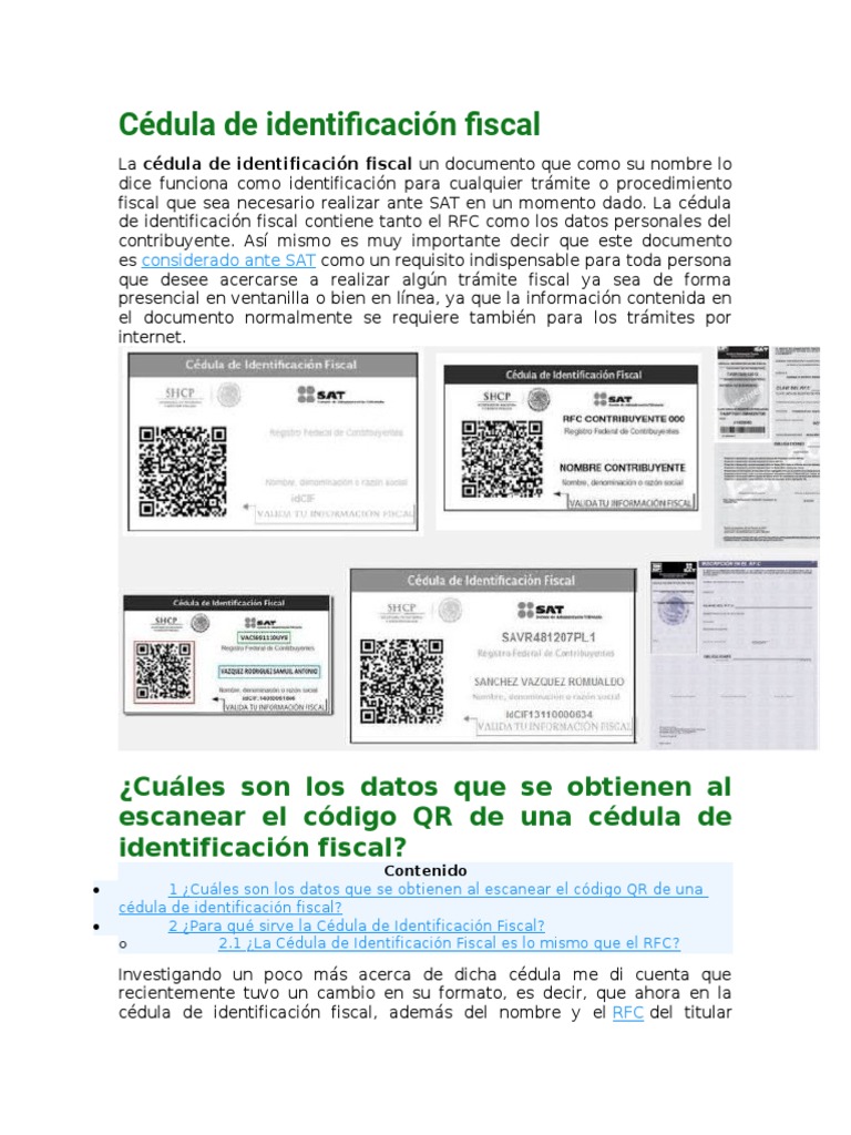 Cédula de Identificación Fiscal | PDF | Gobierno