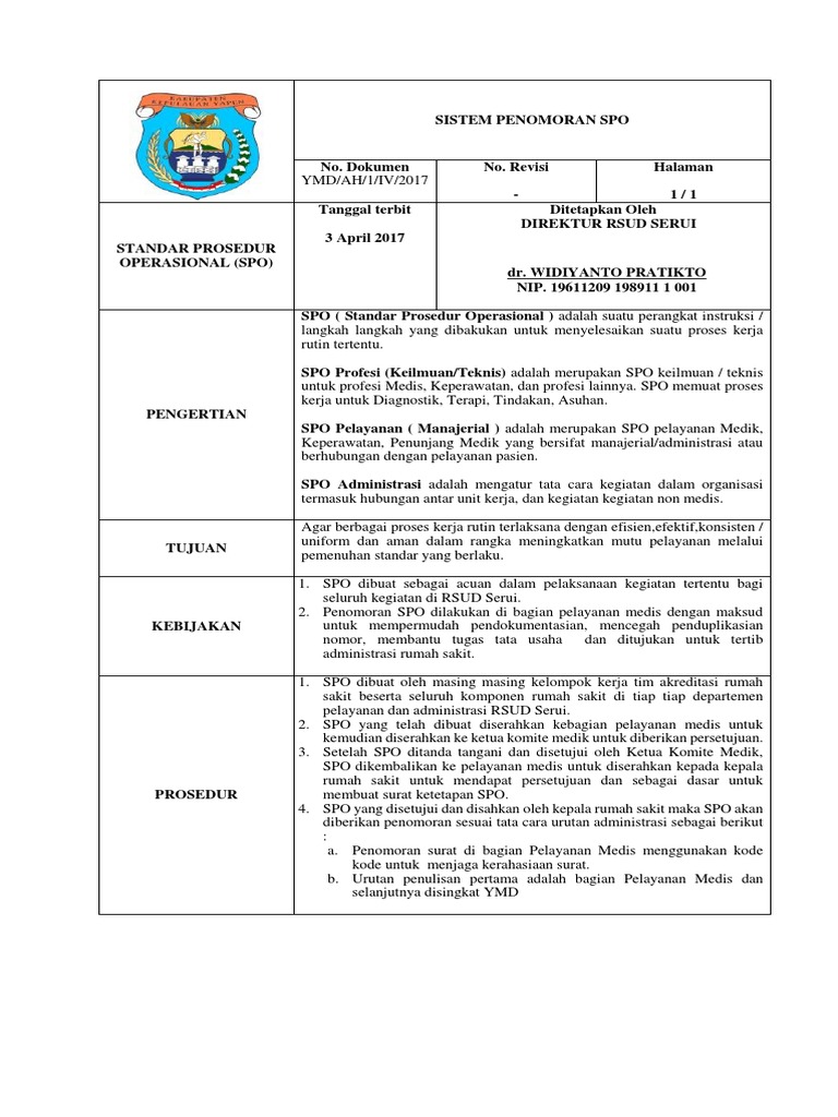 Spo Sistem Penomoran Spo | PDF