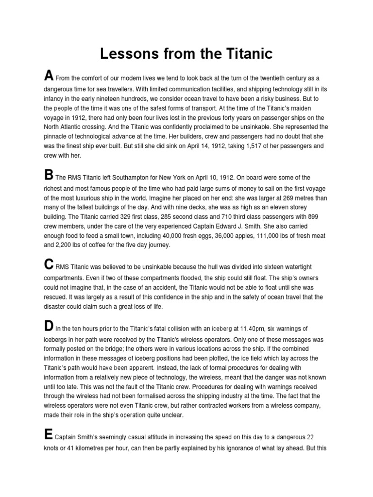 Lessons From The Titanic | Download Free PDF | Rms Titanic | Ships