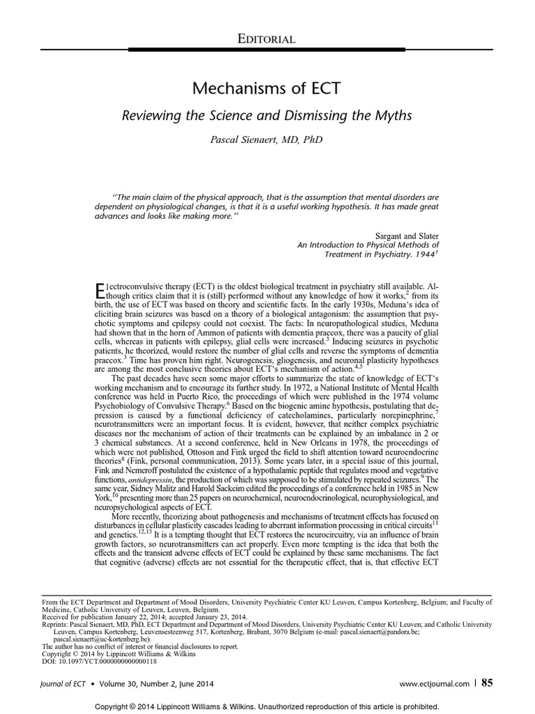 Mechanisms of ECT | PDF | Electroconvulsive Therapy | Psychiatry