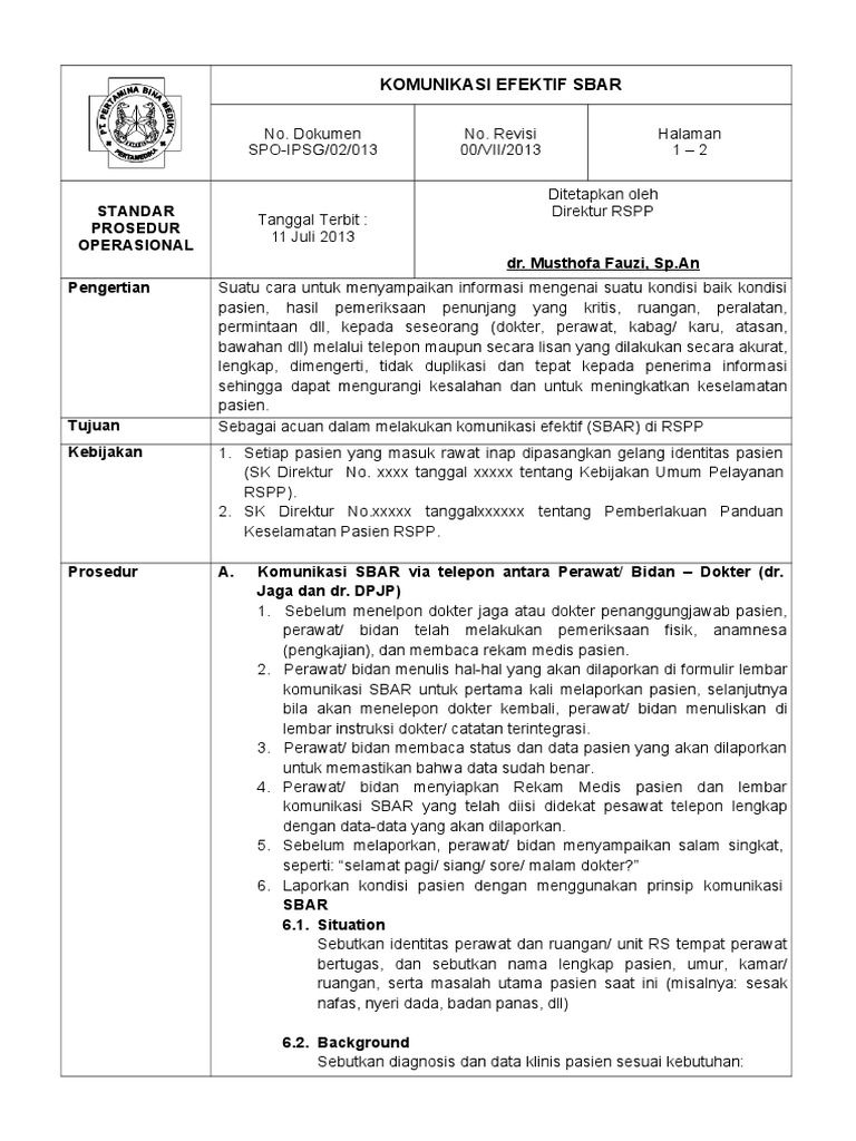 Spo Komunikasi Sbar | PDF