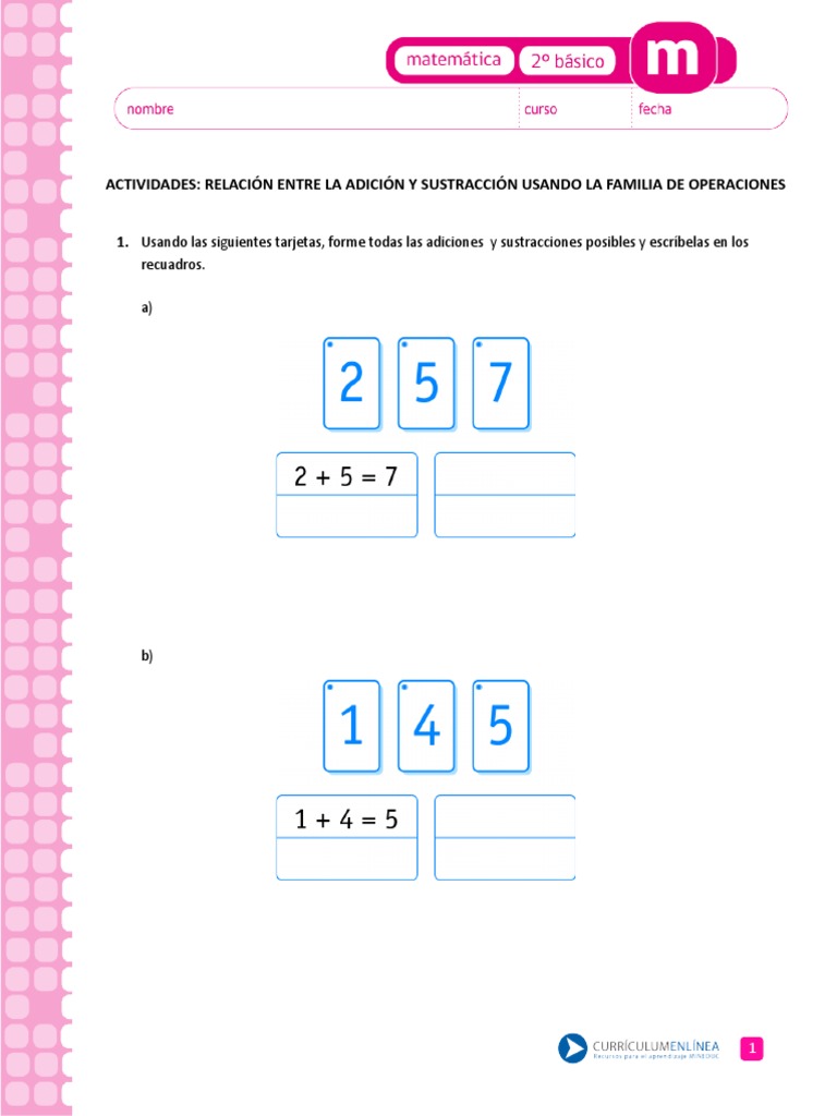 familia de operaciones 2° basico