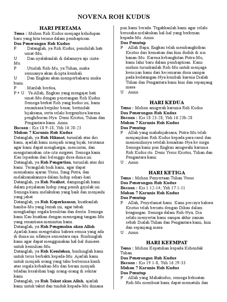 Novena Roh Kudus | PDF