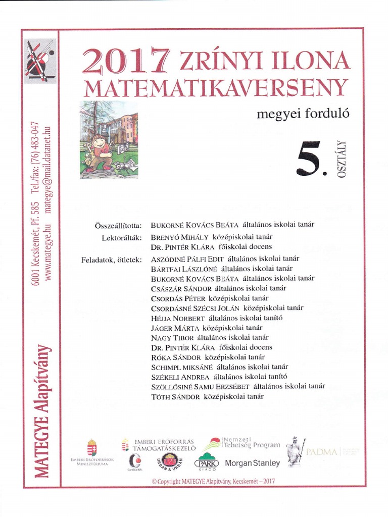 Zrínyi Ilona Matematikaverseny 2017 | PDF