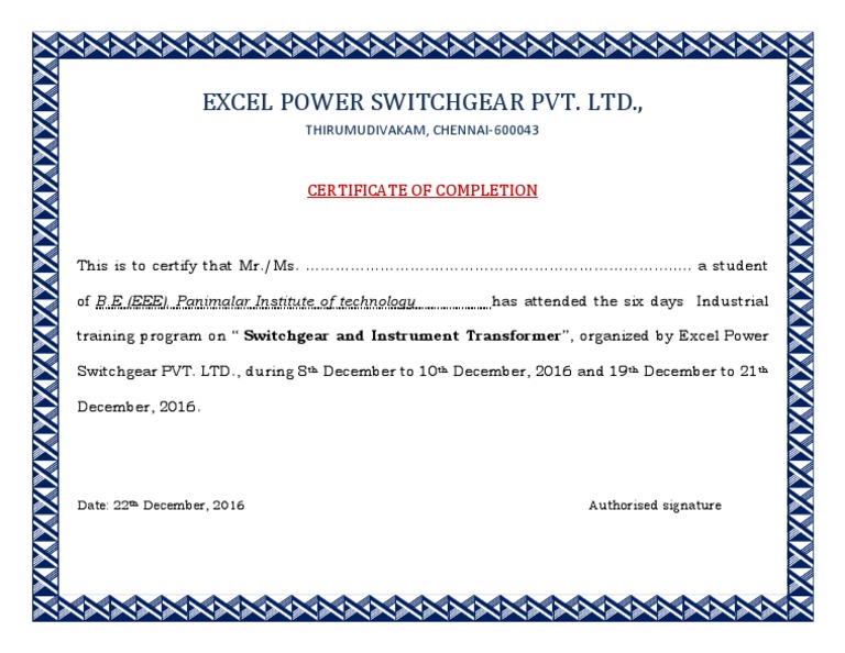 Training Certificate of Completion 4 | PDF