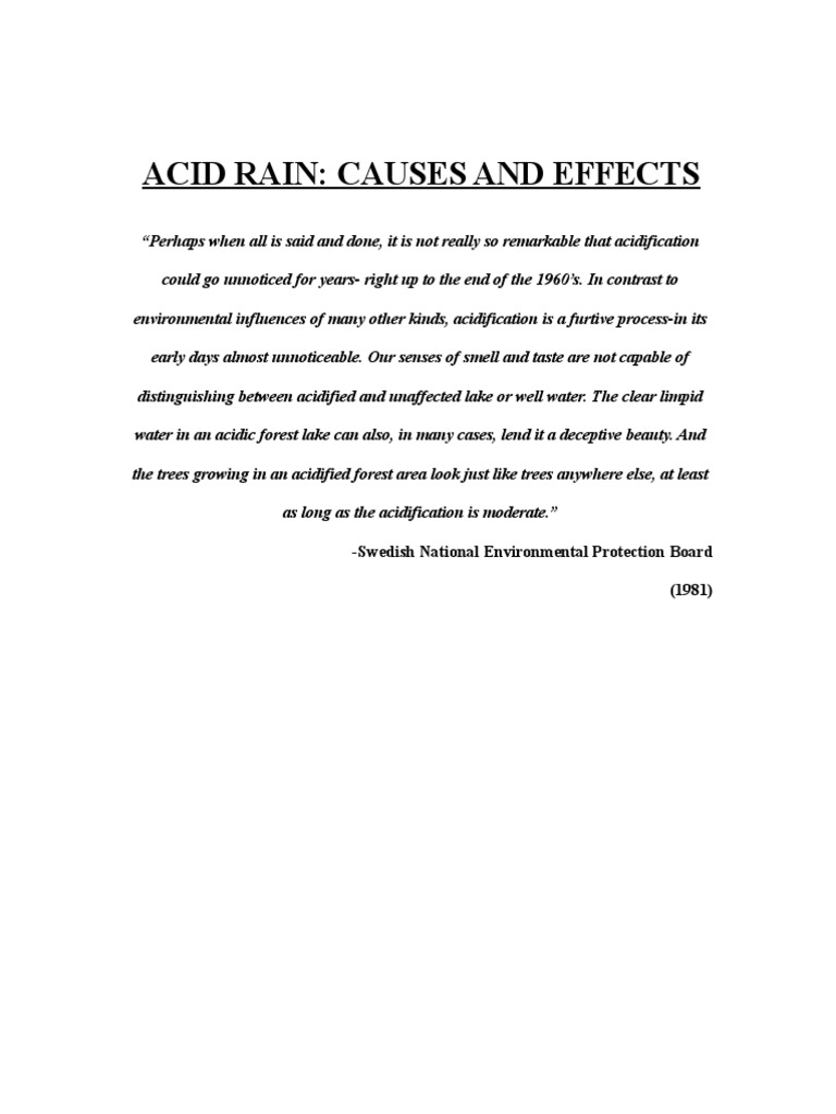 Acid Rain Causes and Effects | PDF | Sulfur | Soil
