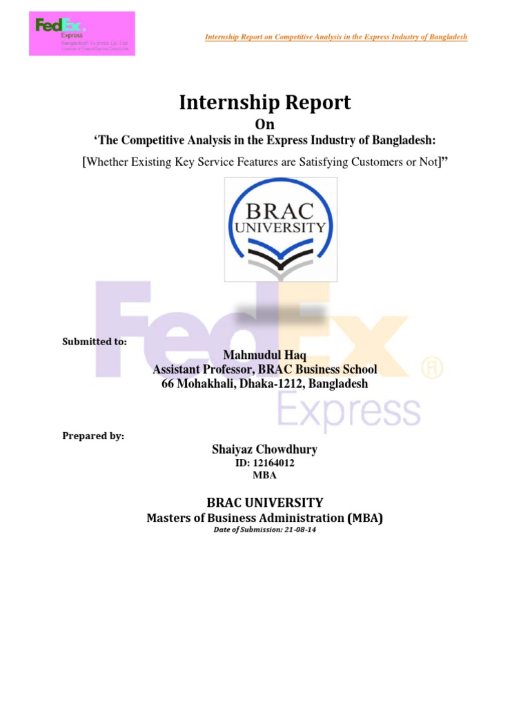 Internship Report: Brac University | PDF | Fed Ex | Invoice