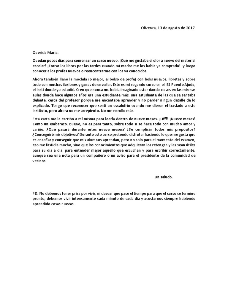Carta para Cápsula Del Tiempo | PDF