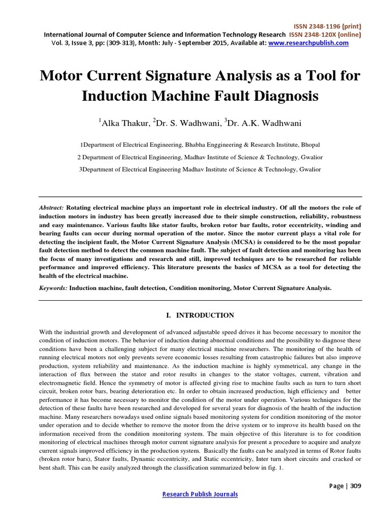 Motor Current Signature | Download Free PDF | Electric Motor | Physical ...