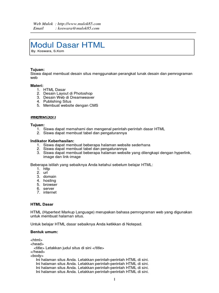 Modul Dasar HTML | PDF