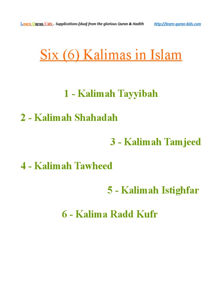 Islam Six 6 Kalmay | PDF | Islamic Philosophy | Theism