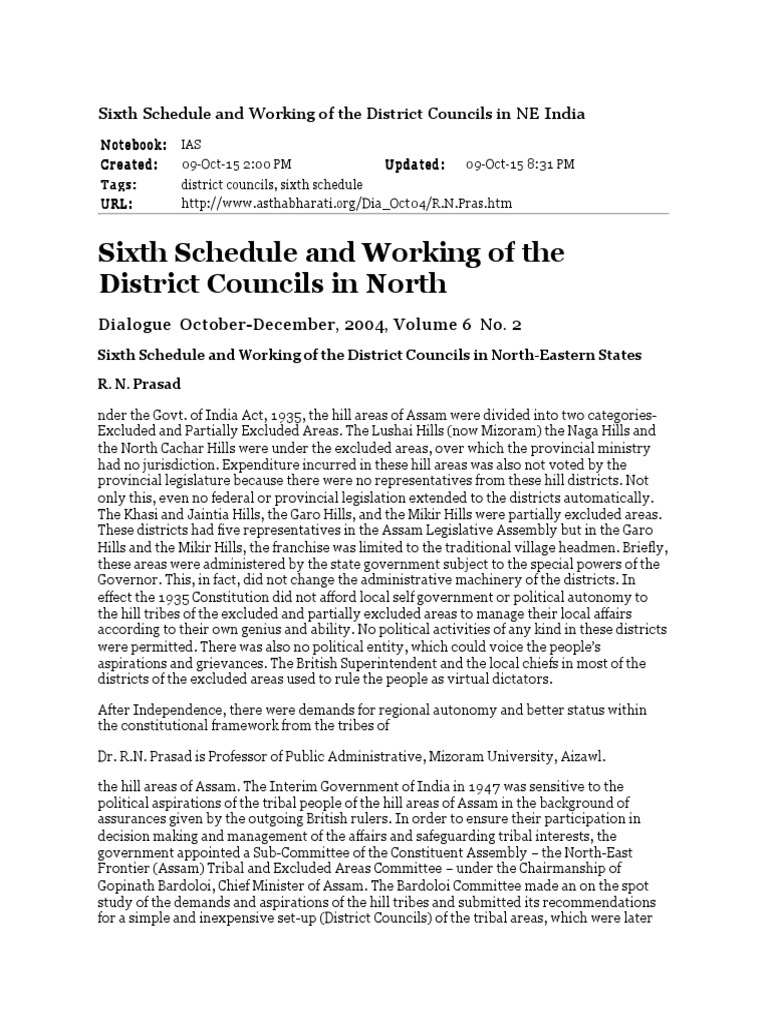 6th Schedule in Detail | PDF | Social Institutions | Social Science