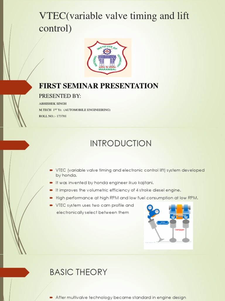 VTEC (Variable Valve Timing and Lift Control) | PDF | Engines | Vehicle ...