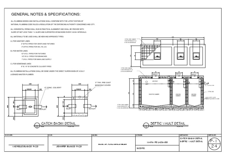 General Notes & Specifications:: Septic Vault Detail Catch Basin Detail ...