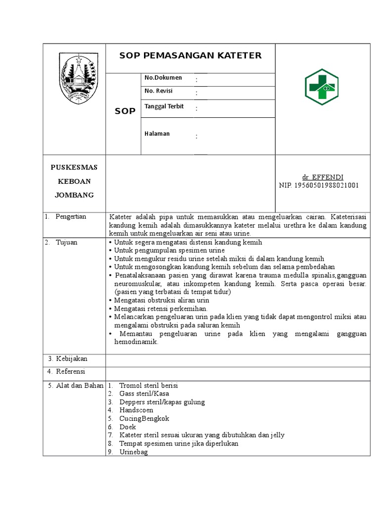 Sop Pemasangan Kateter | PDF