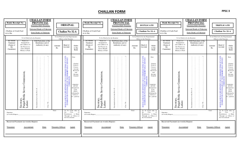 Challan Form | Banking | Economies