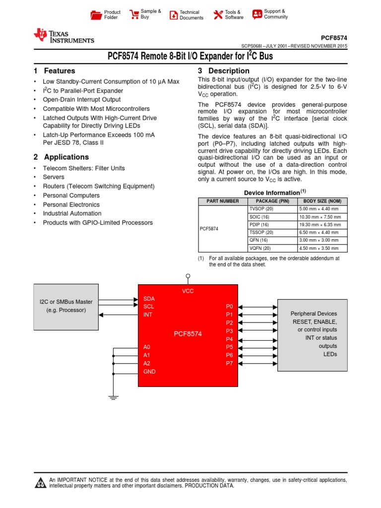 I2C To Parallel Port Converter For 7-Segment Interface Pcf8574 | PDF ...