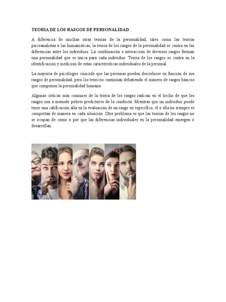 Teoría de los Rasgos de Personalidad | PDF | Comportamiento | Sicología