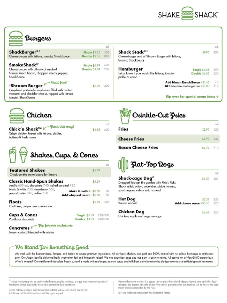 Shake Shack Morningside Heights Menu | PDF | Restaurant And Catering