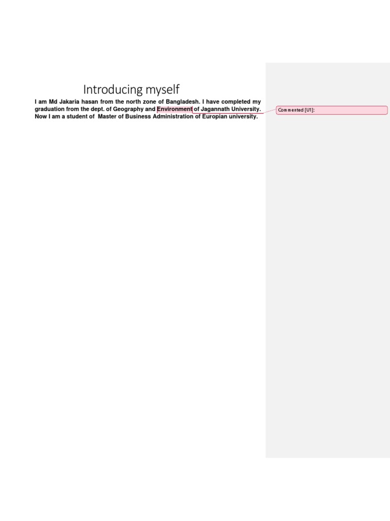 Introducing Myself: Commented (U1) | PDF