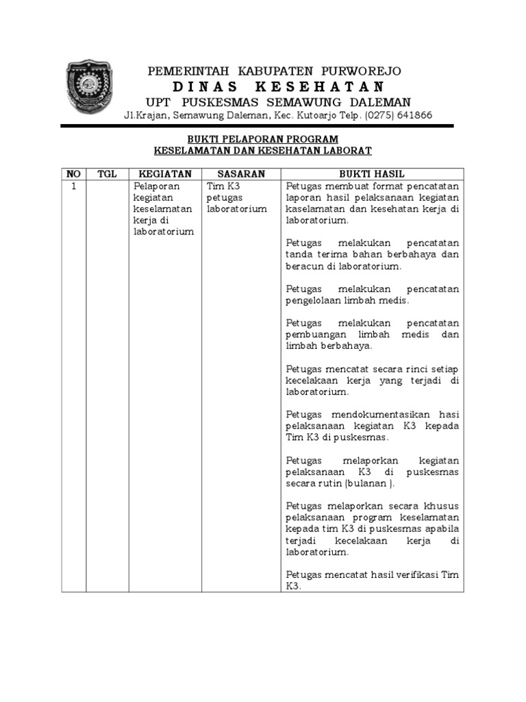 8.1.8.3 Bukti Pelaporan Program K3 | PDF