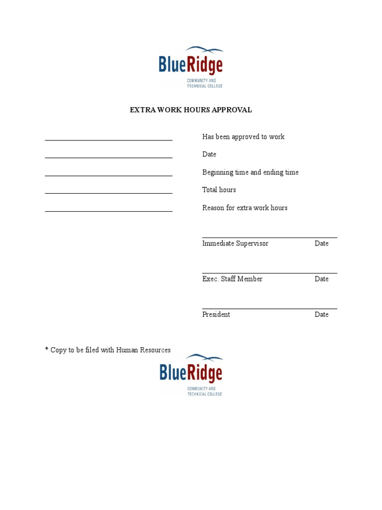 Extra Work Hours Approval | PDF | Overtime | Working Time