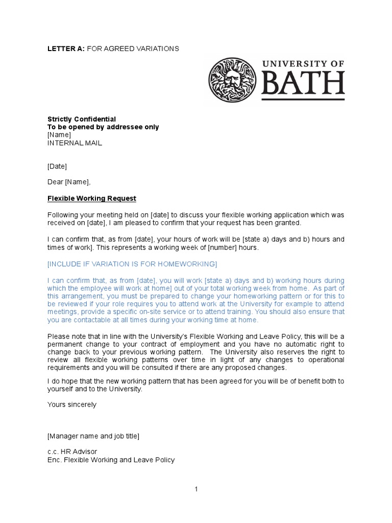 Letter A: For Agreed Variations | PDF | Working Time | Employment