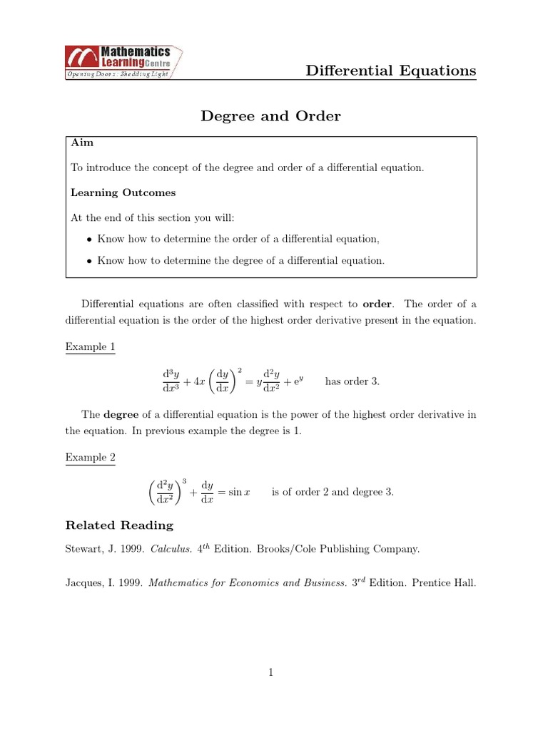 Understanding Degree and Order in Differential Equations | PDF