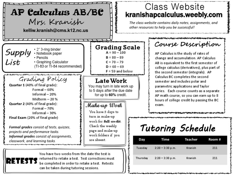 Ap Calculus Ab BC - Course Intro Letter Fall 2017 | PDF | Science ...