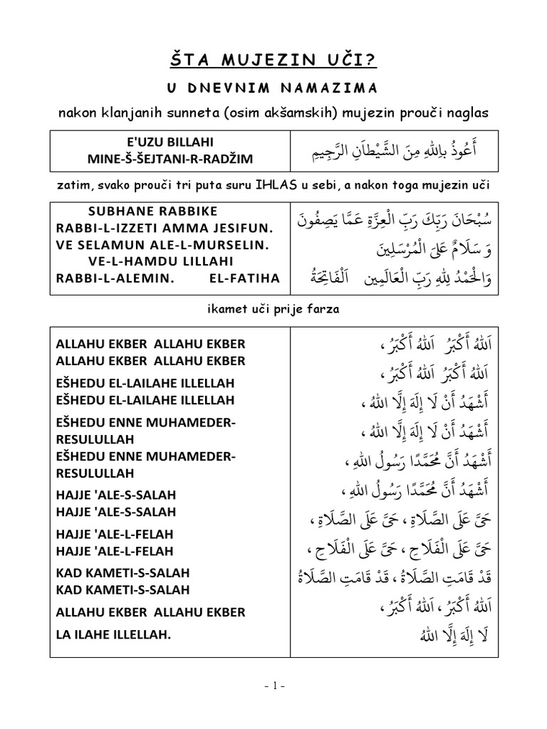 Podsjetnik Za Mujezina | PDF