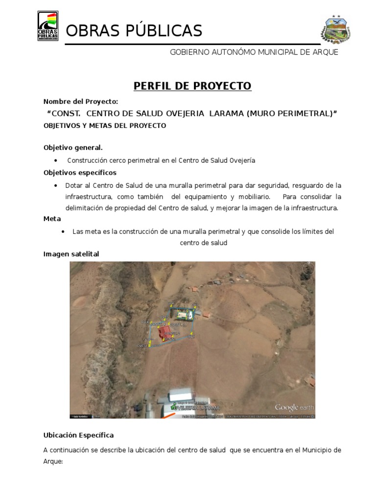 Perfil de Proyecto Muro Perimetral Ovejeria | PDF | Cemento | Arquitecto
