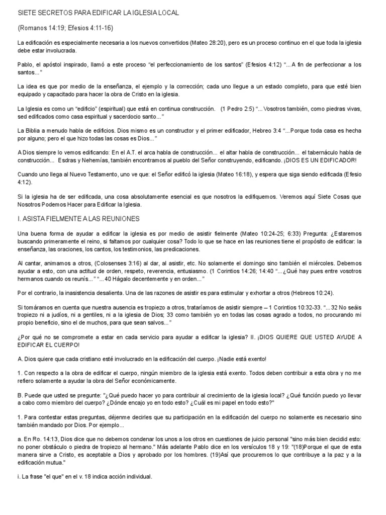 Siete Secretos para Edificar La Iglesia Local | PDF | Cristo (título) | Iglesia cristiana