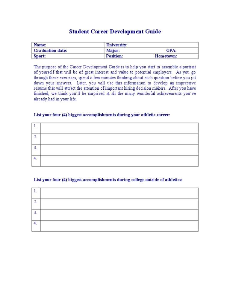 Student Career Development Guide | Download Free PDF | University Of ...