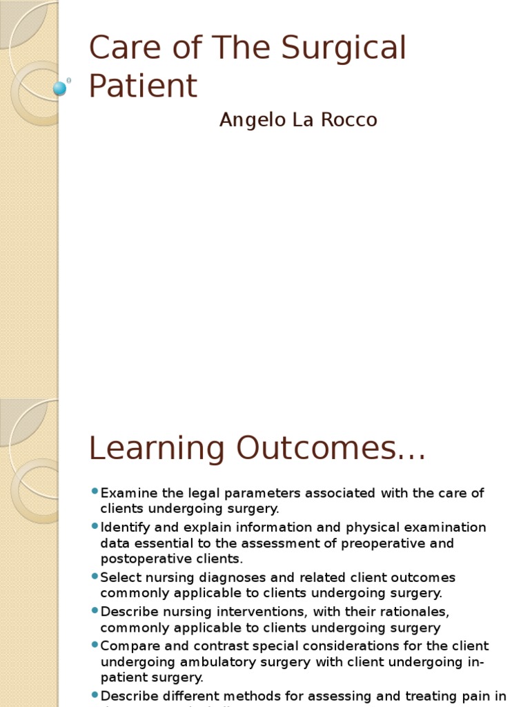 Surgical Patient Care Guidelines | PDF | Surgery | Anesthesia