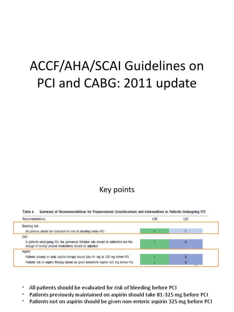 ACCF/AHA/SCAI PCI and CABG Guidelines 2011 Update Summary | PDF ...