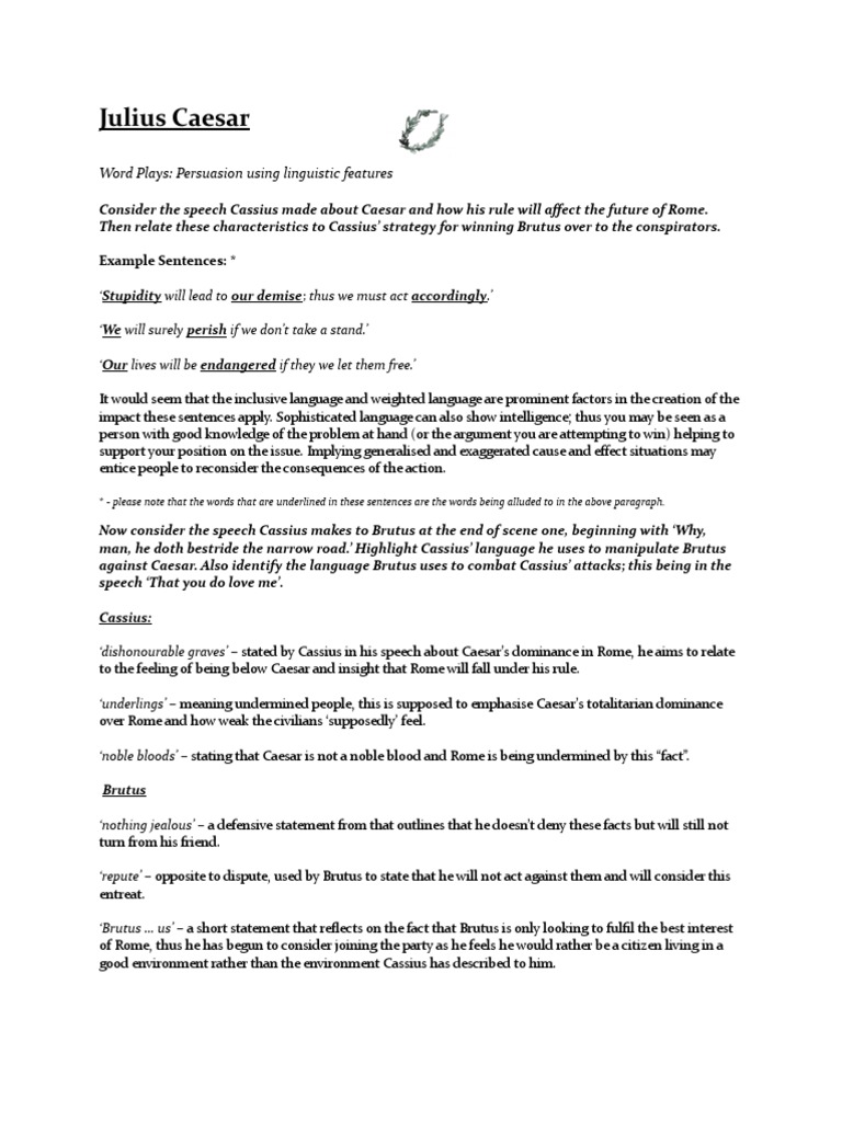 Julius Caesar - Word Plays | PDF | Julius Caesar | Communication