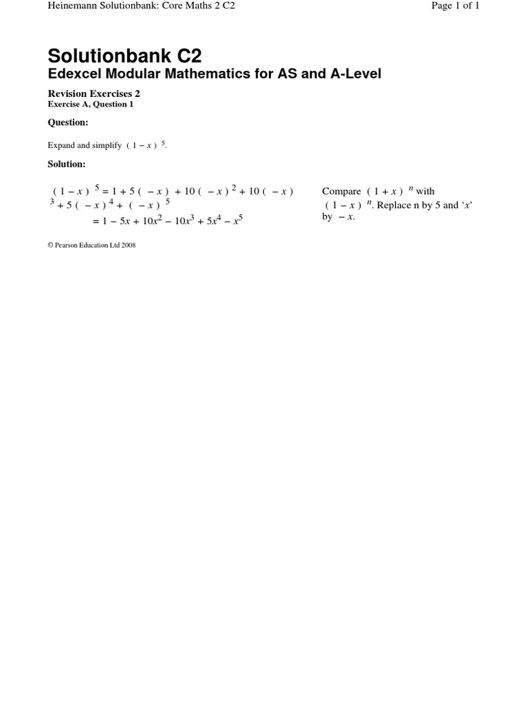 Solutionbank C2: Edexcel Modular Mathematics For AS and A-Level ...