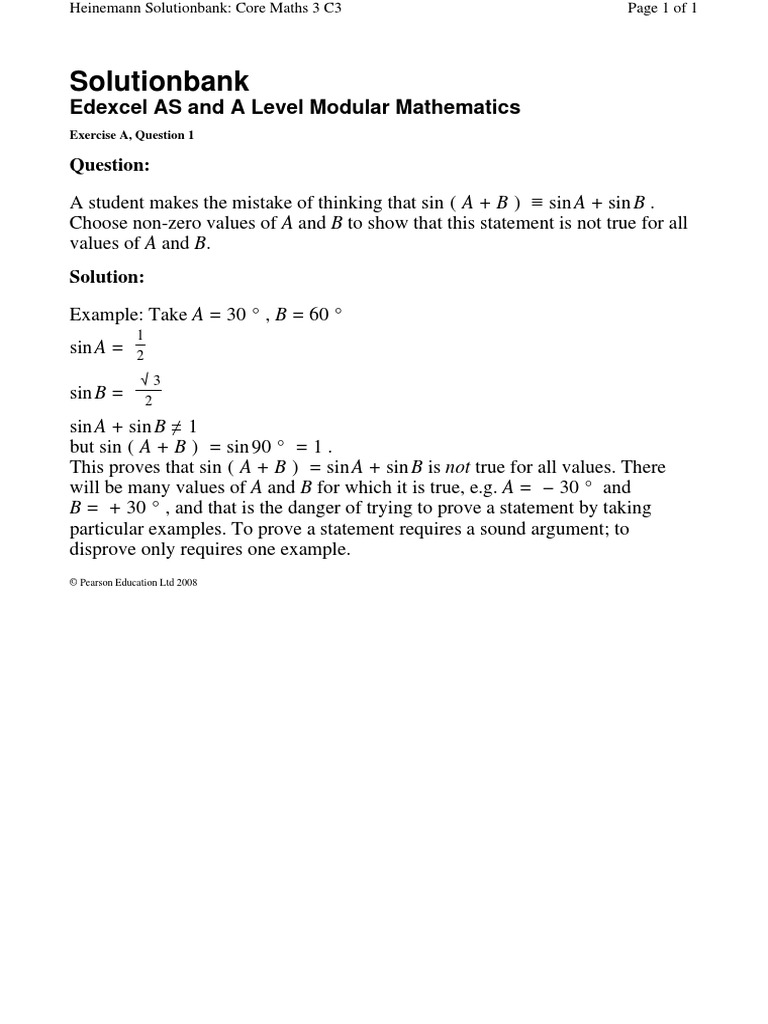 Solutionbank: Edexcel AS and A Level Modular Mathematics | PDF | Sine | Trigonometric Functions