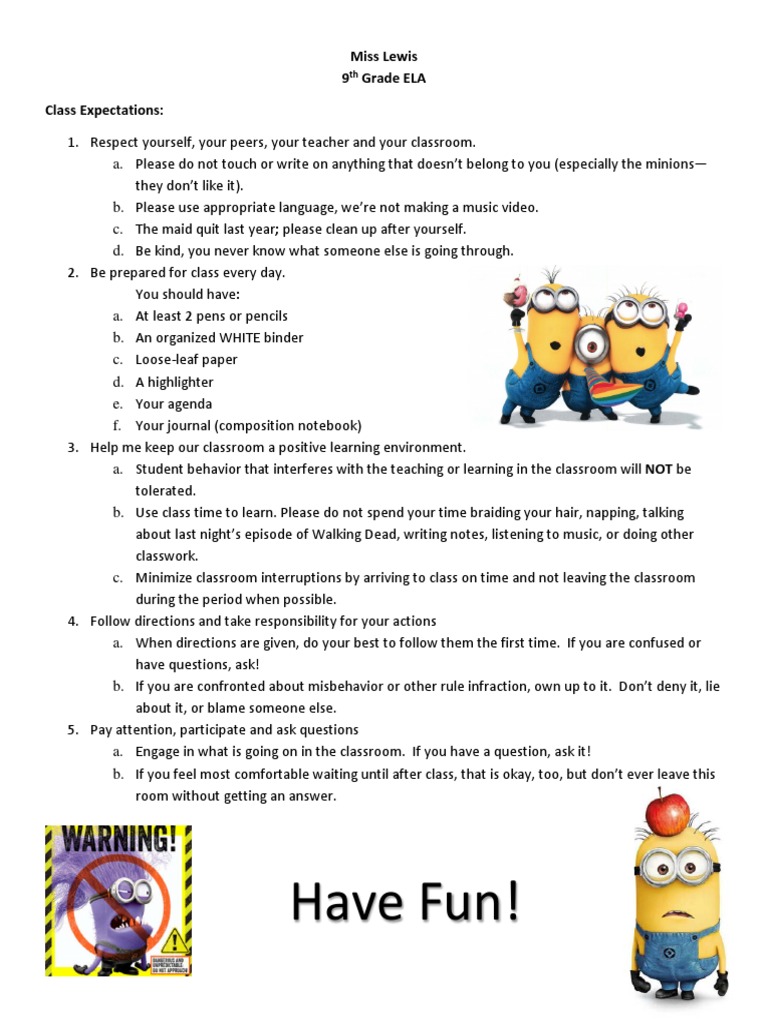 Class Expectations and Procedures | PDF | Classroom | Teaching And Learning