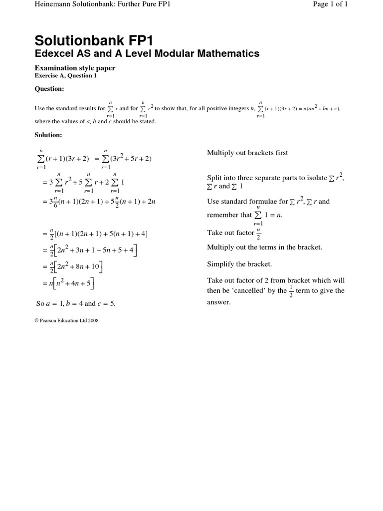 Solutionbank FP1: Edexcel AS and A Level Modular Mathematics | PDF | Quadratic Equation ...