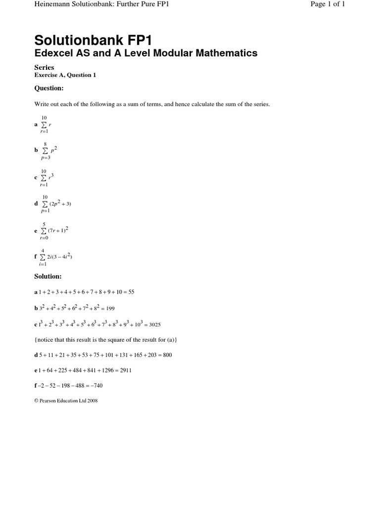 Solutionbank FP1: Edexcel AS and A Level Modular Mathematics | PDF | Mathematical Objects ...