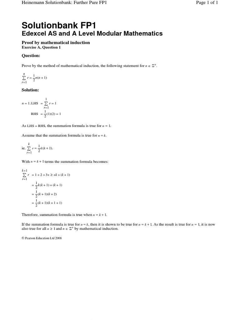 Solutionbank FP1: Edexcel AS and A Level Modular Mathematics | PDF | Mathematical Proof | Summation