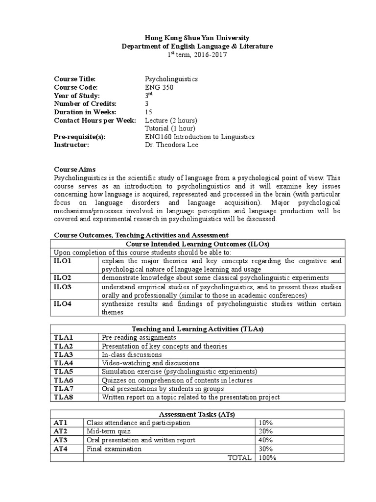 Exploring the Cognitive and Psychological Nature of Language: An ...