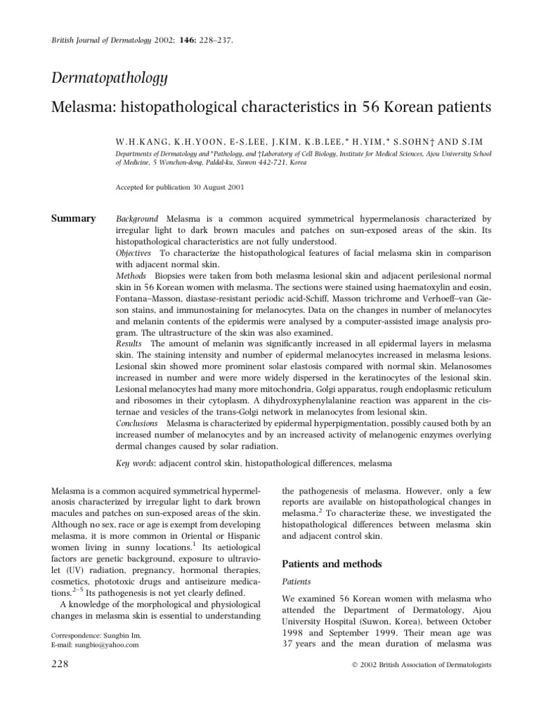 Melasma 56 Pacientes Coreanos | PDF | Epidermis | Skin
