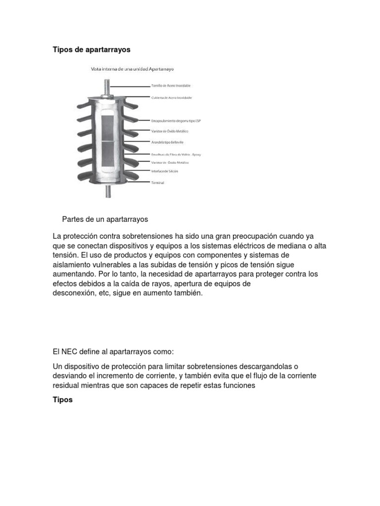 Clasificaciones y Tipos de Apartarrayos | PDF | Corriente eléctrica | voltaje